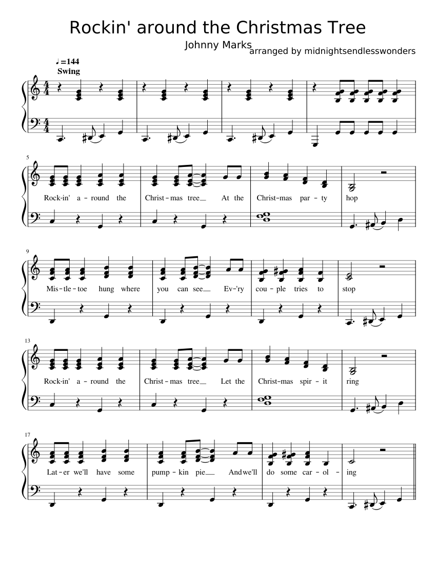 Rockin' around the Christmas Tree Sheet music for Piano (Solo) | Musescore.com
