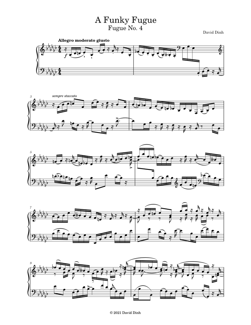 A Funky Fugue (Fugue No. 4) Sheet music for Piano (Solo) | Musescore.com