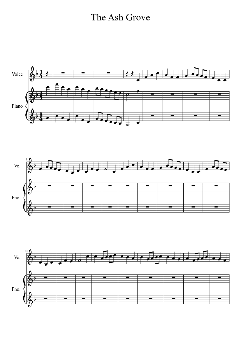 The Ash Grove Sheet music for Piano, Voice (other) (Piano-Voice ...