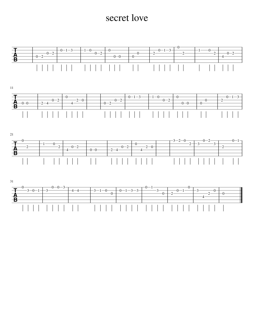 Secret love Sheet music for Guitar (Solo) | Musescore.com