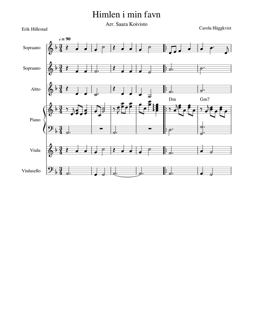 Himlen_i_min_favn Sheet music for Piano, Soprano, Alto, Violin & more ...