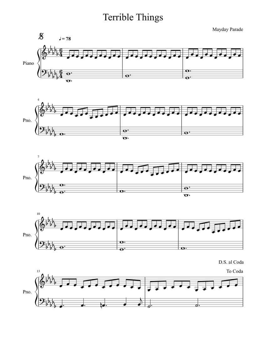 Terrible Things Sheet music for Piano (Solo) | Musescore.com