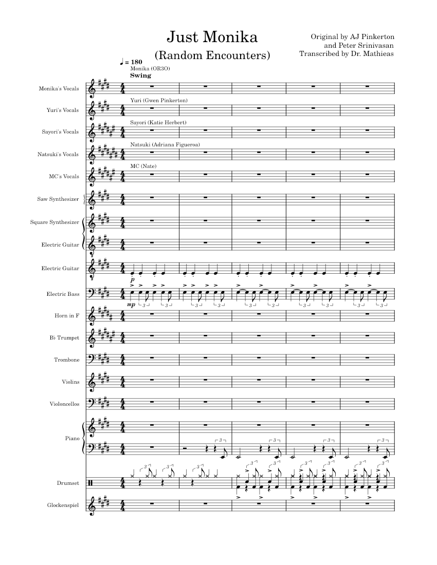 Just monika – Random Encounters Sheet music for Piano, Trombone ...
