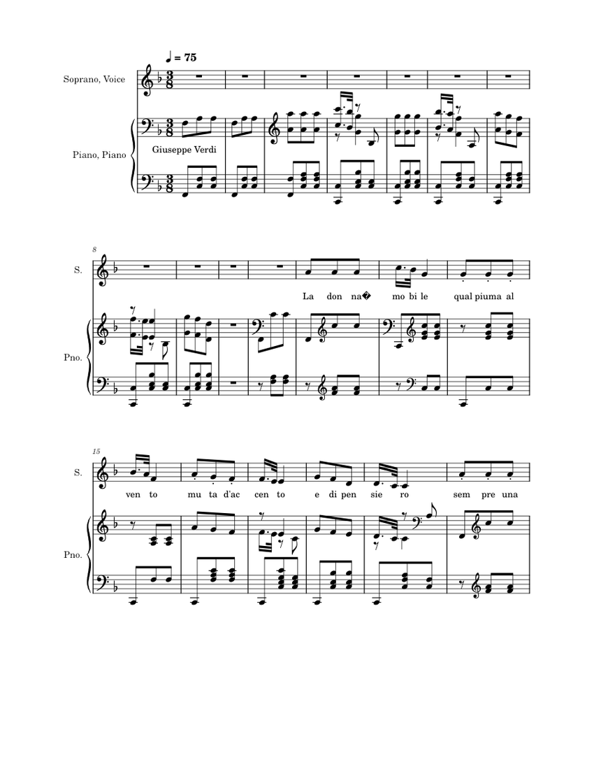 verdi la donna Sheet music for Piano, Soprano (Piano-Voice) | Musescore.com