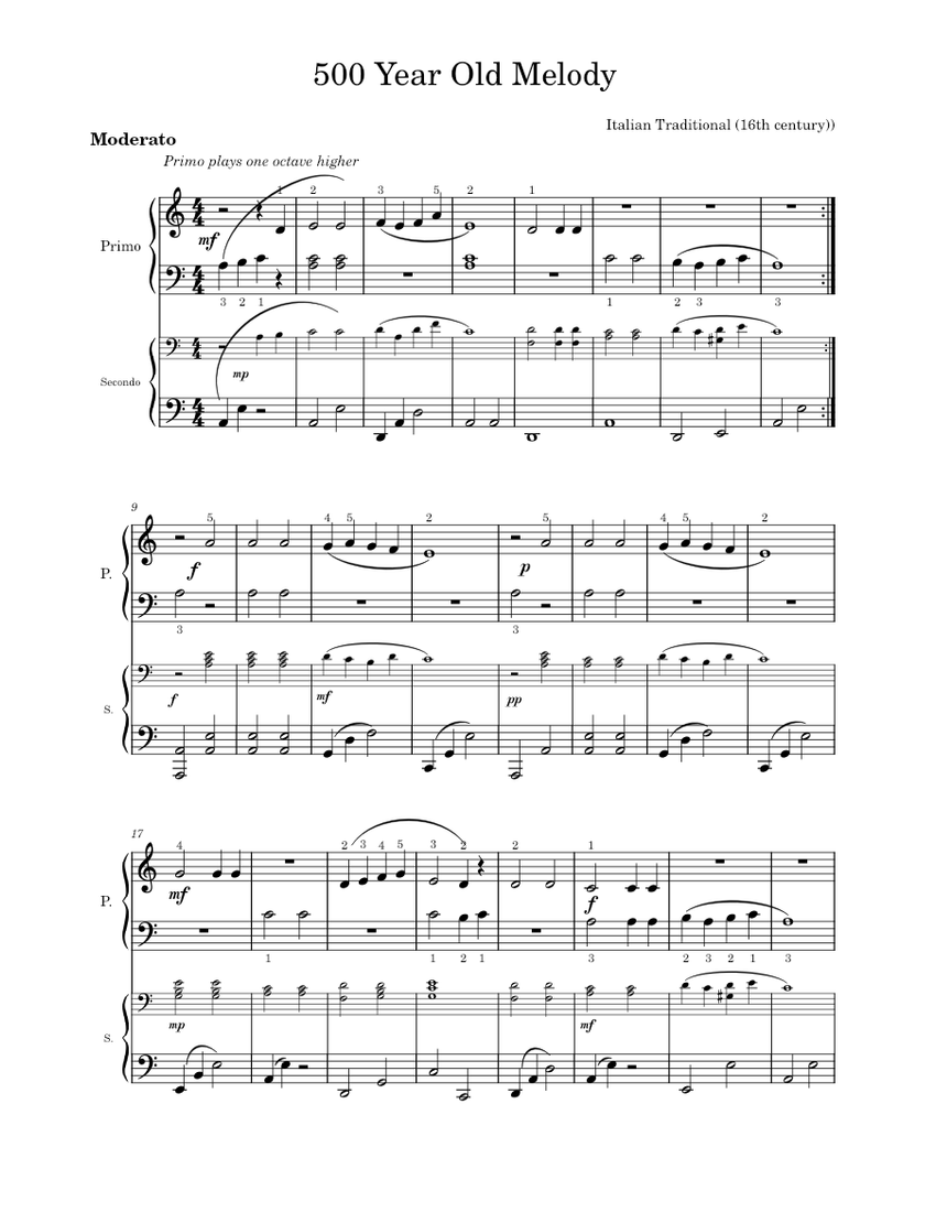 500 Year Old Melody – Misc Traditional 500 year old melody – Italian ...