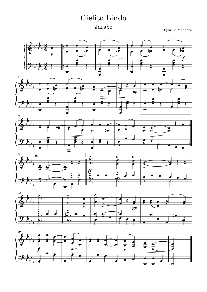 Cielito Lindo Sheet music for Piano (Solo) Easy | Musescore.com