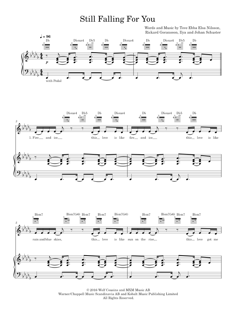 Play Official version of Still falling for you Sheet Music by Ellie Goulding for Piano, Vocals ...