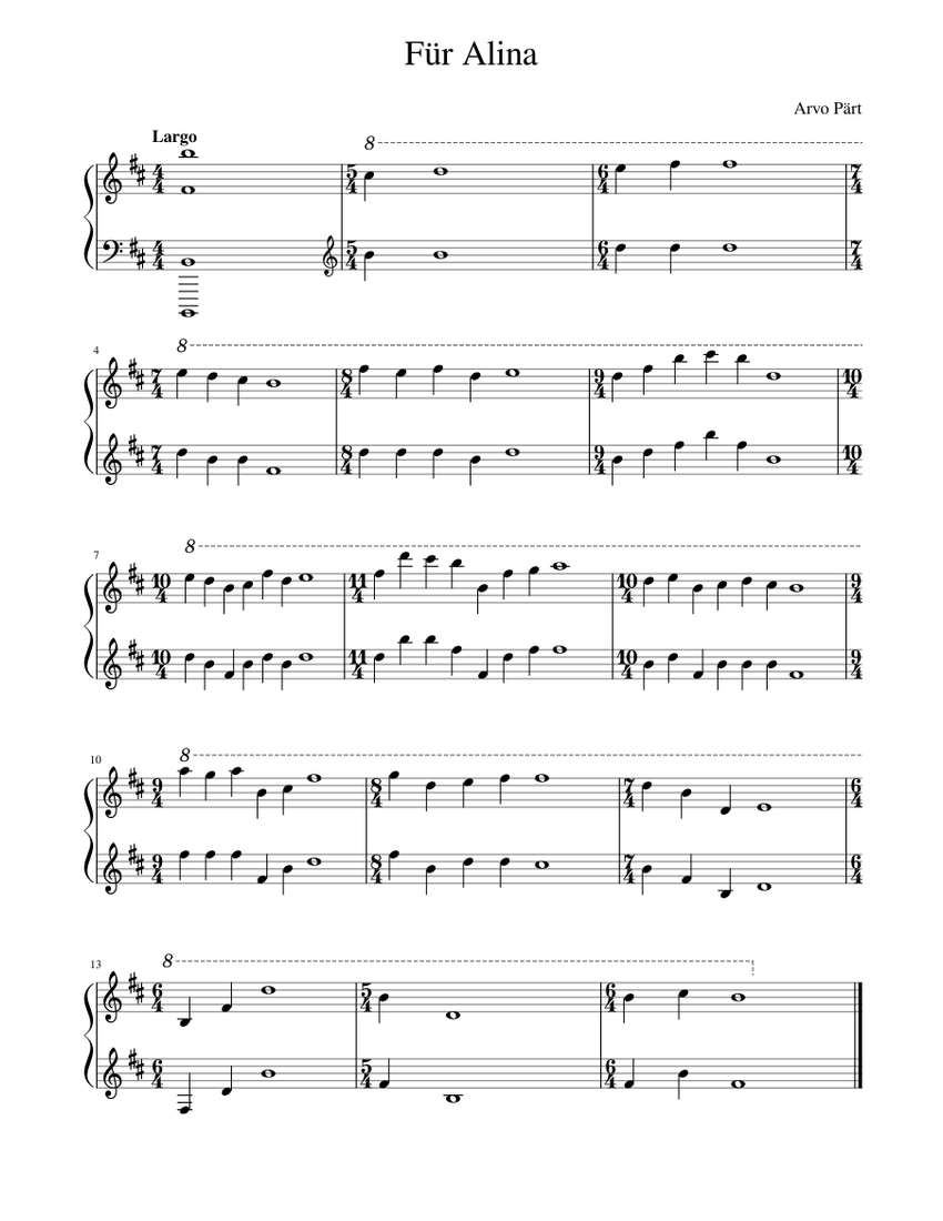Für Alina Sheet music for Piano (Solo) Easy | Musescore.com