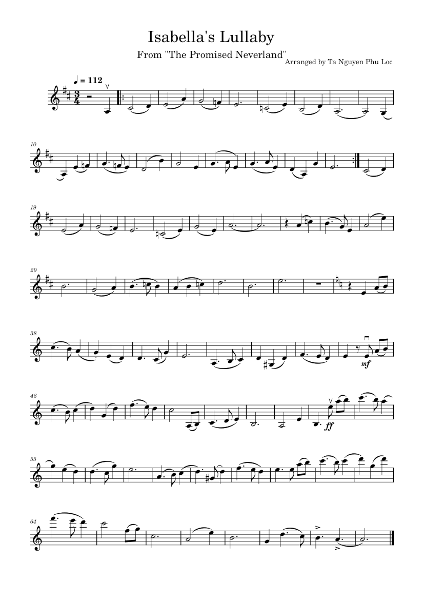 Isabella's Lullaby – Takahiro Obata Isabella's Lullaby (Intermediate ...