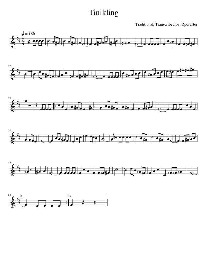 Tinikling – Filipino Folk Song Tinikling Sheet music for Clarinet in b ...