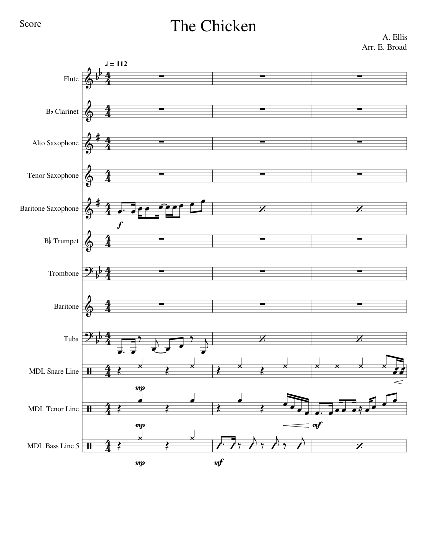 The Chicken Sheet music for Trombone, Euphonium, Tuba, Flute & more ...