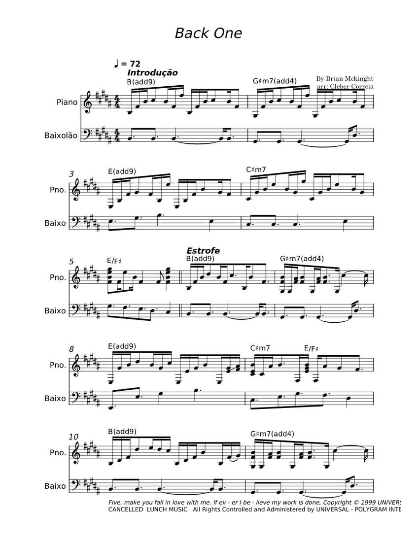 Back at one – Brian McKnight Sheet music for Piano, Bass guitar (Solo ...