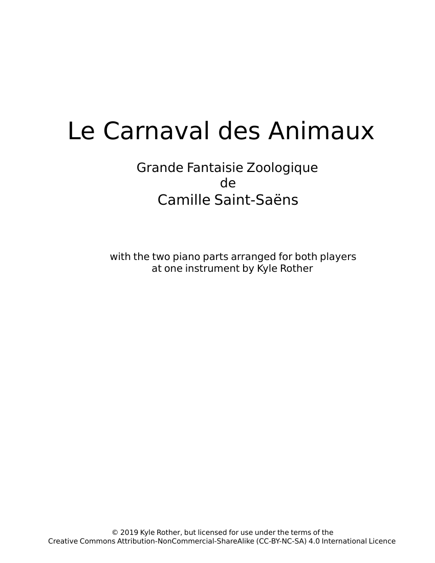 Le carnaval des animaux - Camille Saint-Saëns Sheet music for Piano ...