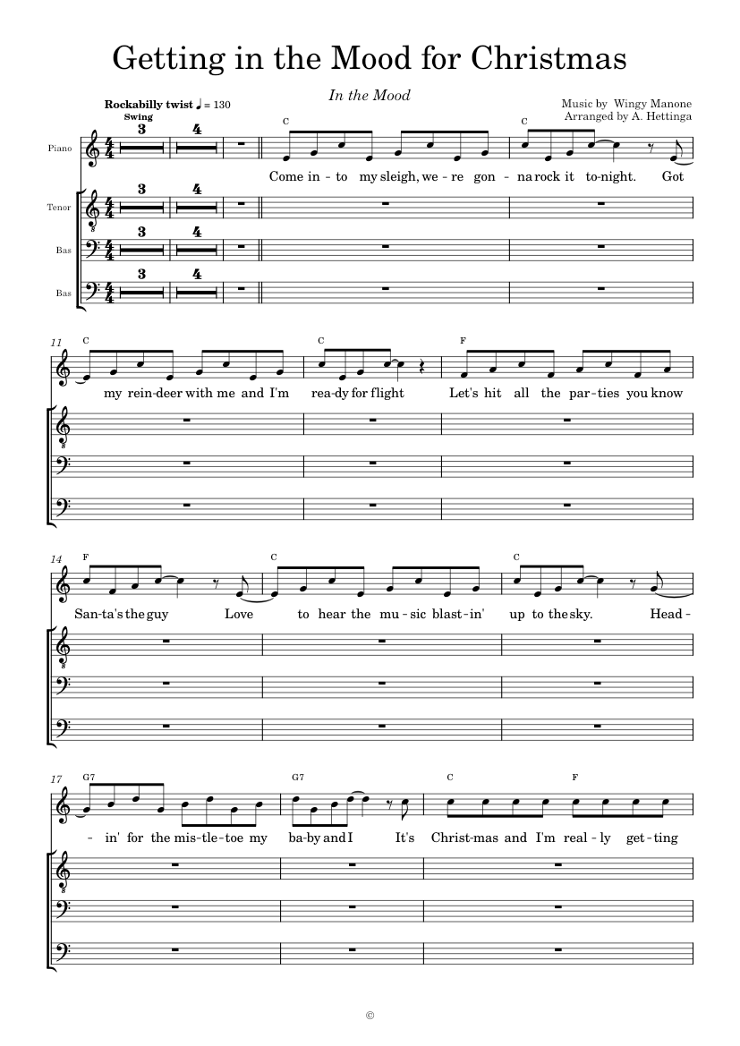 FRM622 Getting in the mood-S-TBB-PAR Sheet music for Piano, Tenor, Bass ...