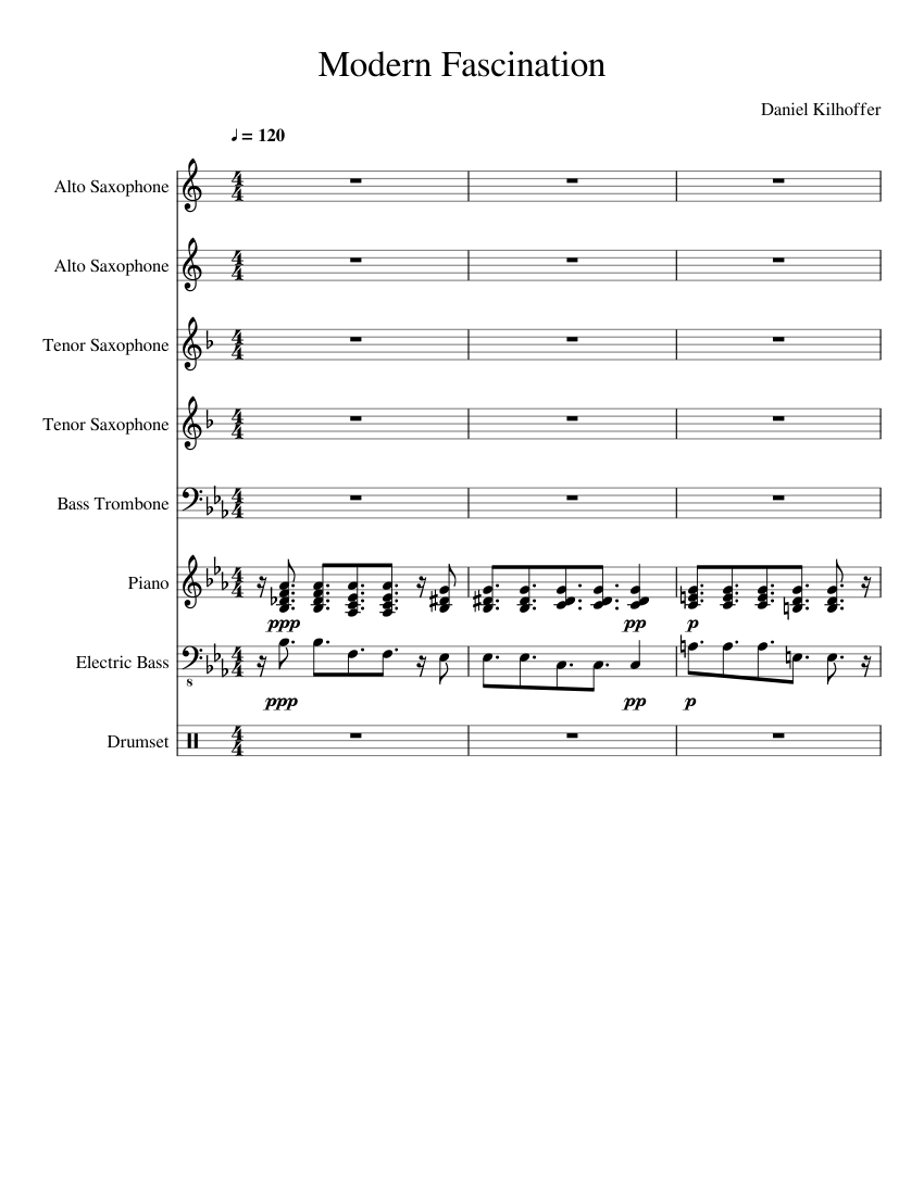 Modern Fascination Sheet music for Piano, Trombone bass, Saxophone alto ...