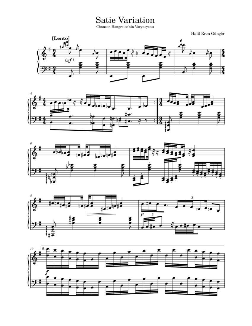 Satie Variation Sheet music for Piano (Solo) | Musescore.com