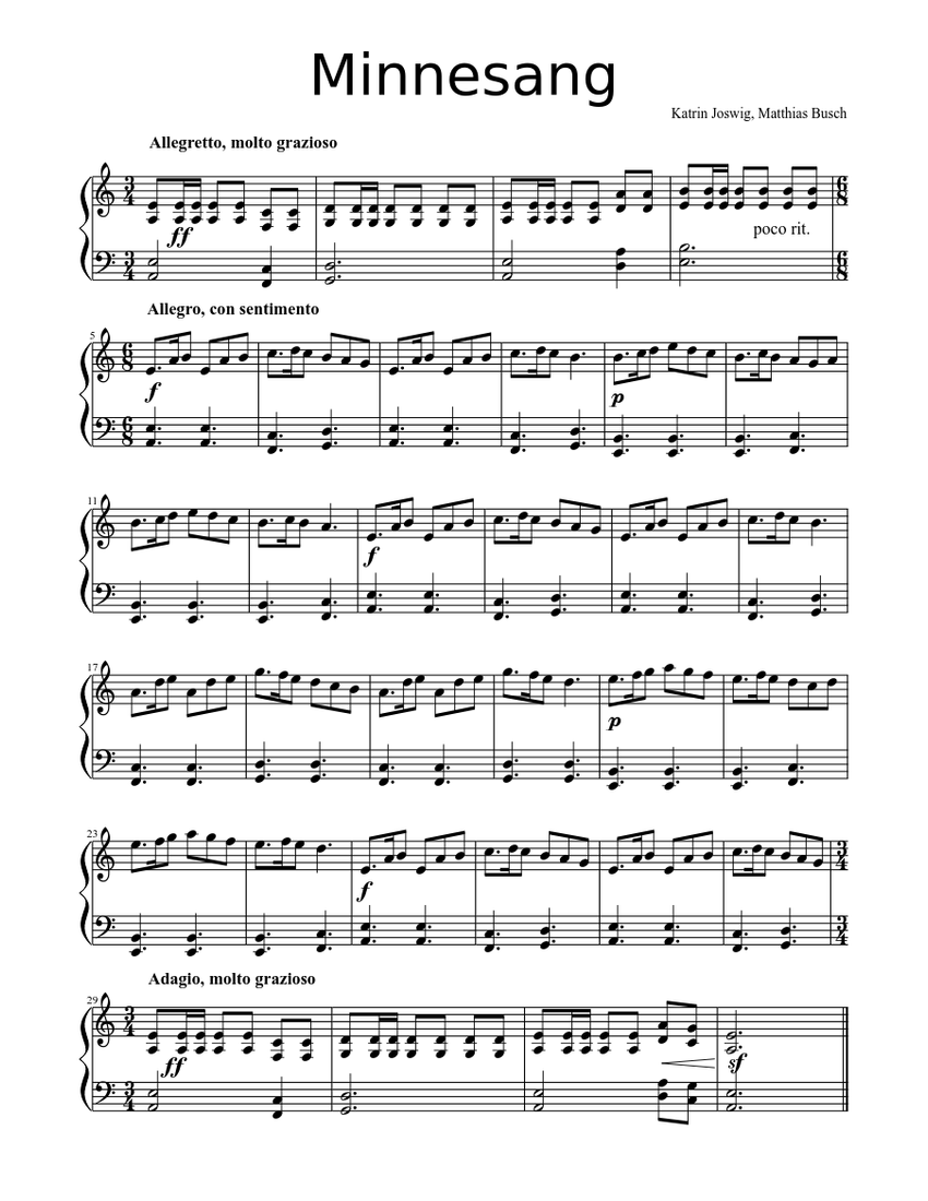 Minnesang Sheet music for Piano (Solo) | Musescore.com
