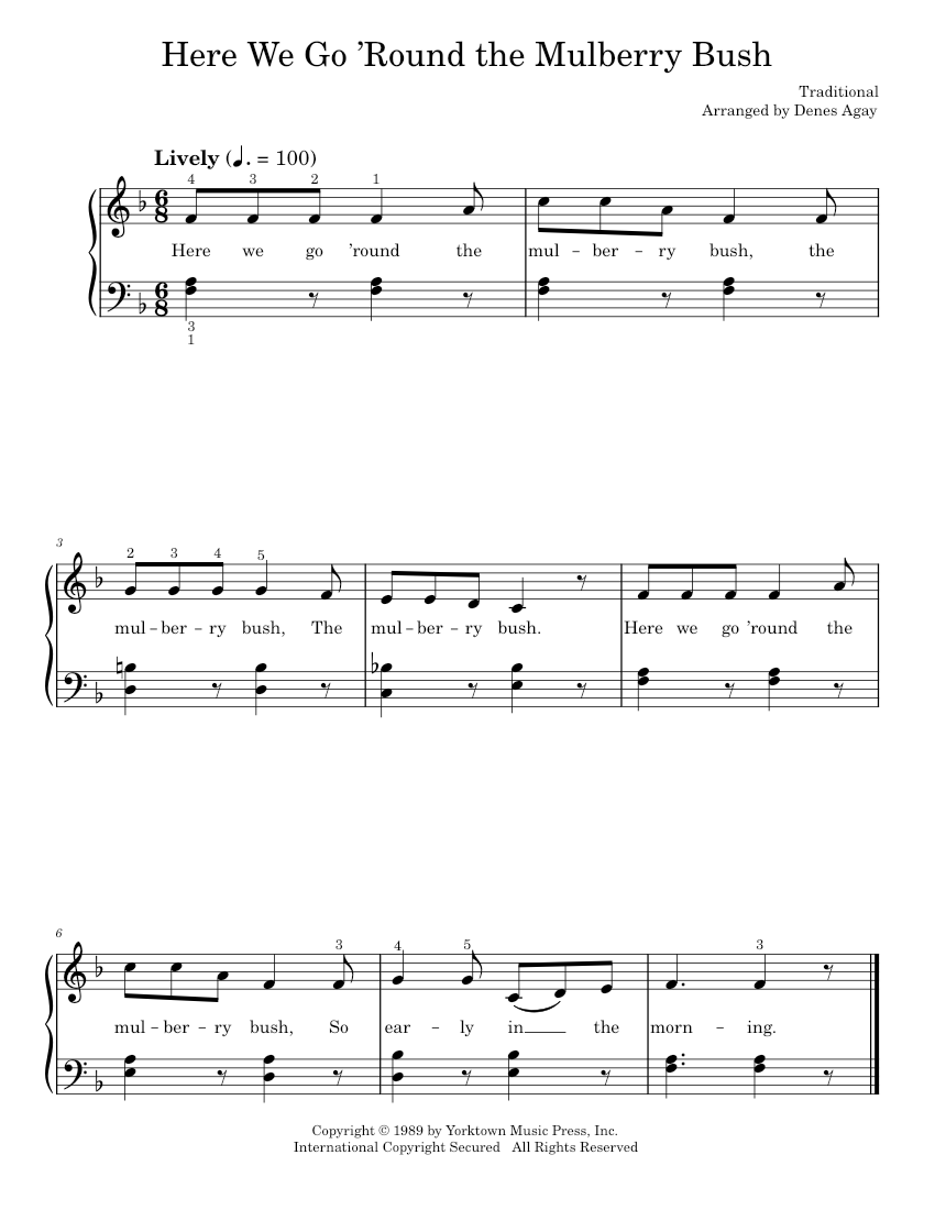 Play Official version of Here We Go ’Round the Mulberry Bush sheet ...