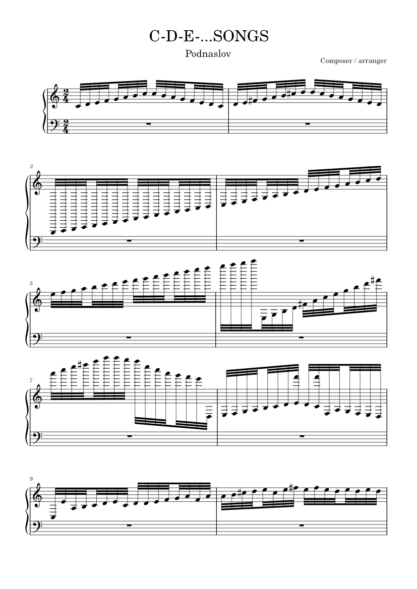 C-D-E-F...SONGS Sheet Music for Piano (Piano Four Hand) Easy ...