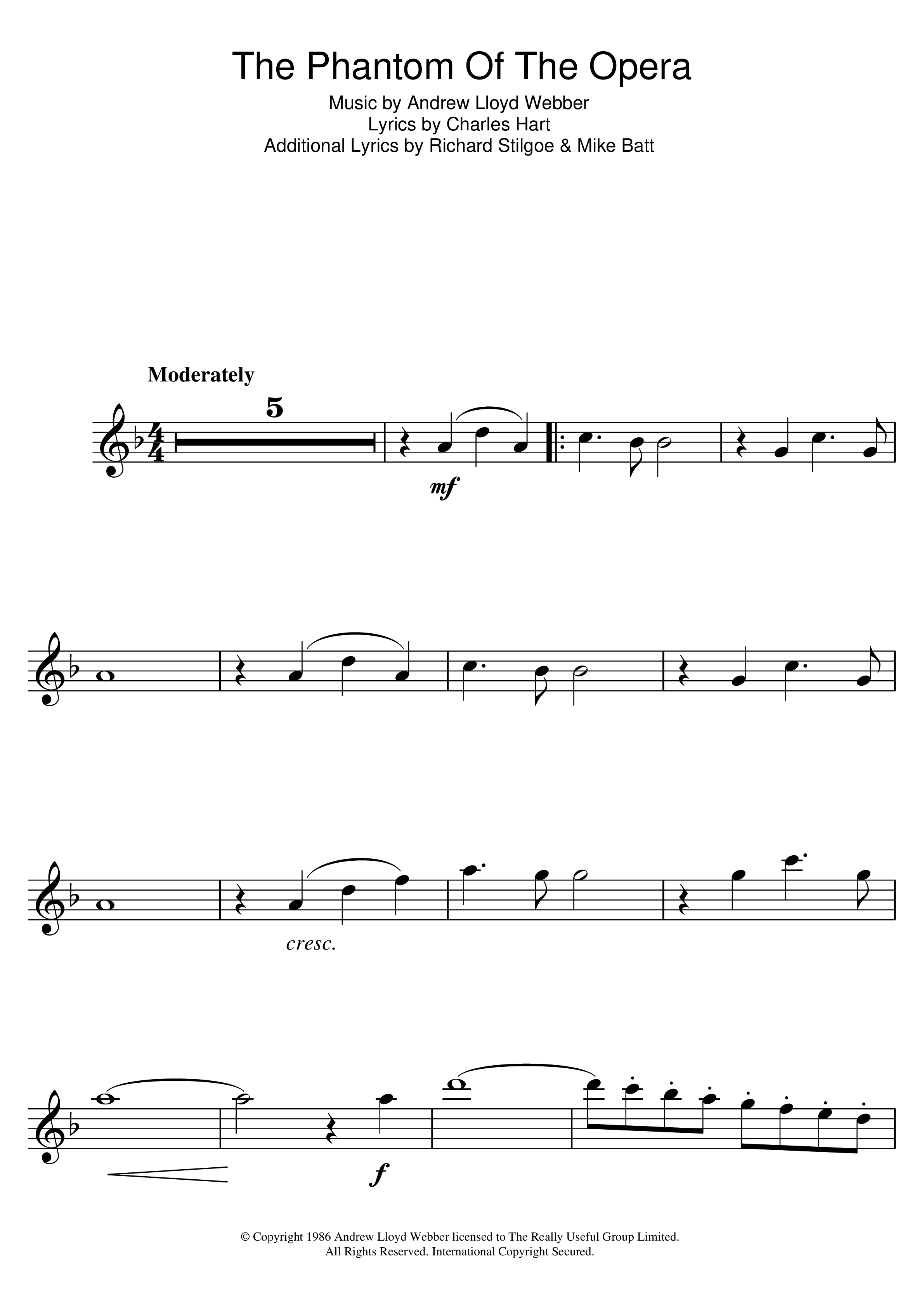 Play Official version of The phantom of the opera Sheet Music by Andrew ...