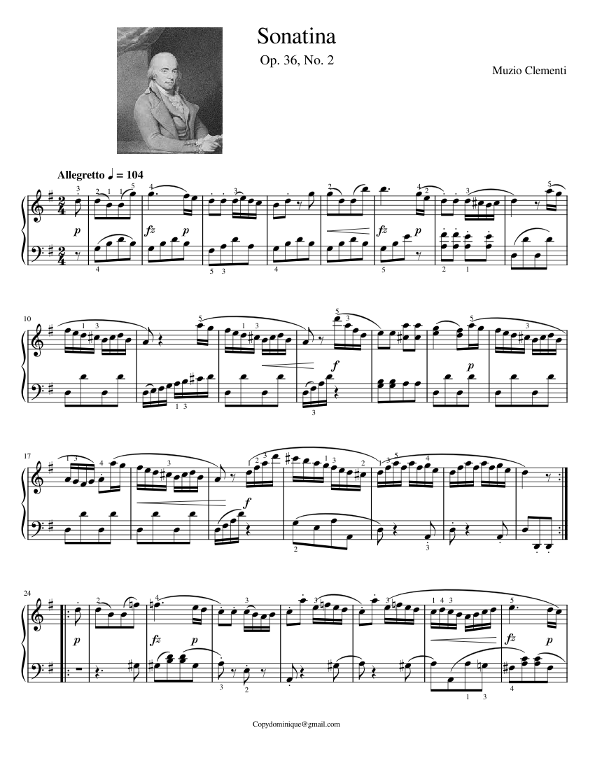 Sonatina Op.36 No.2 – Muzio Clementi Sheet Music for Piano (Solo) | MuseScore.com