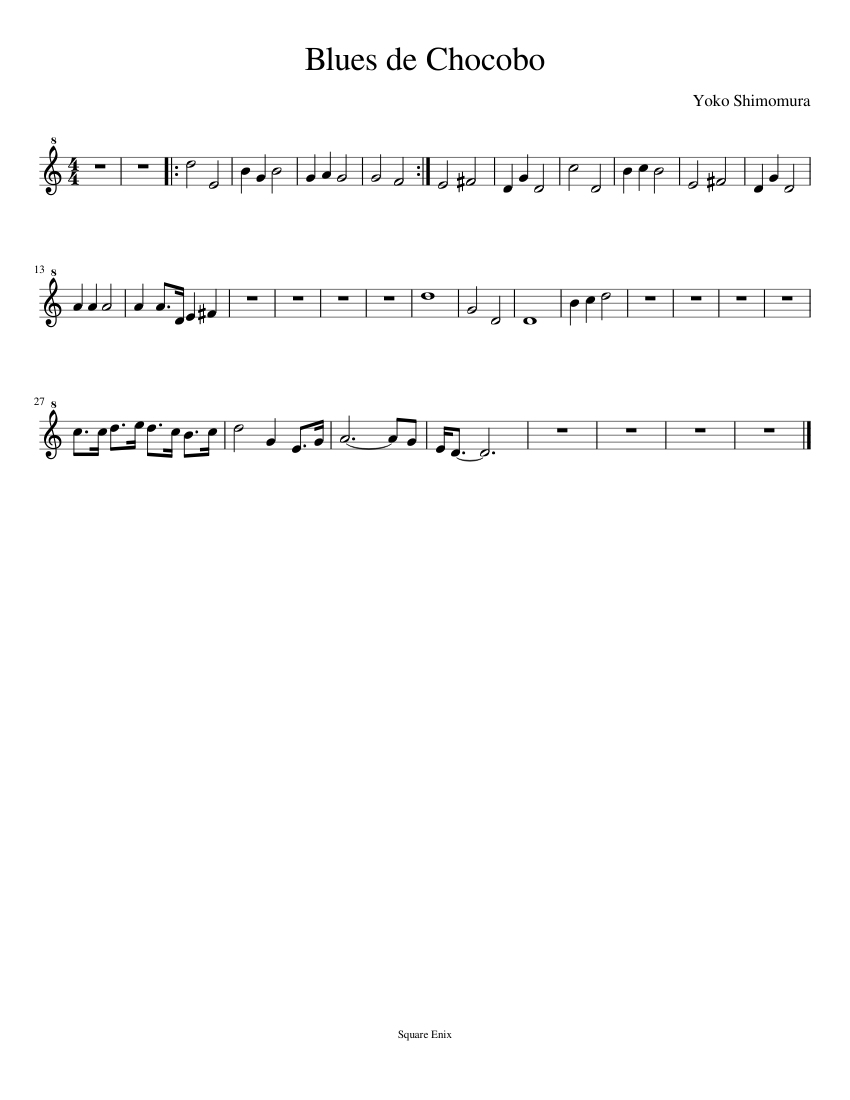 Blues de Chocobo flute Sheet music for Recorder (Solo) | Musescore.com