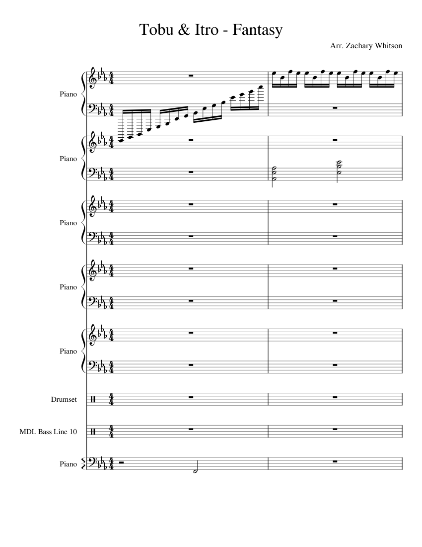 Tobu & Itro - Fantasy Sheet Music for Piano, Drum group (Mixed Ensemble ...