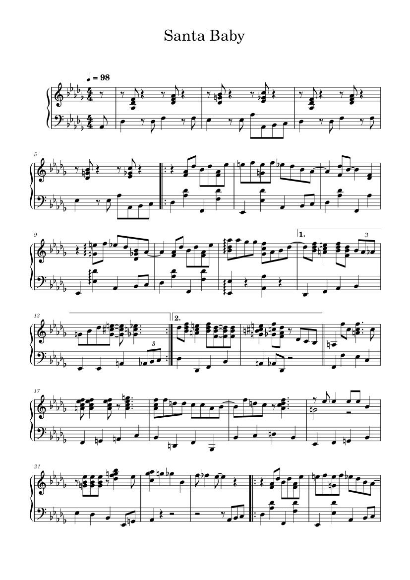 Santa baby – Eartha Kitt Santa Baby Sheet music for Piano (Solo ...