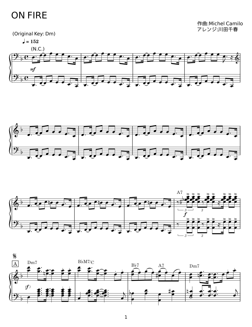 On Fire - Michel Camilo Sheet Music with Chords for Piano (Solo ...