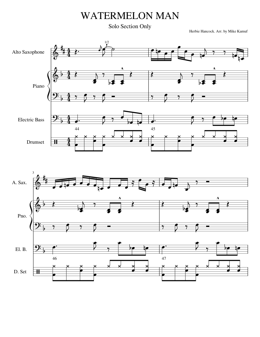Watermelon Man [My take on the solo section] Sheet music for Piano ...