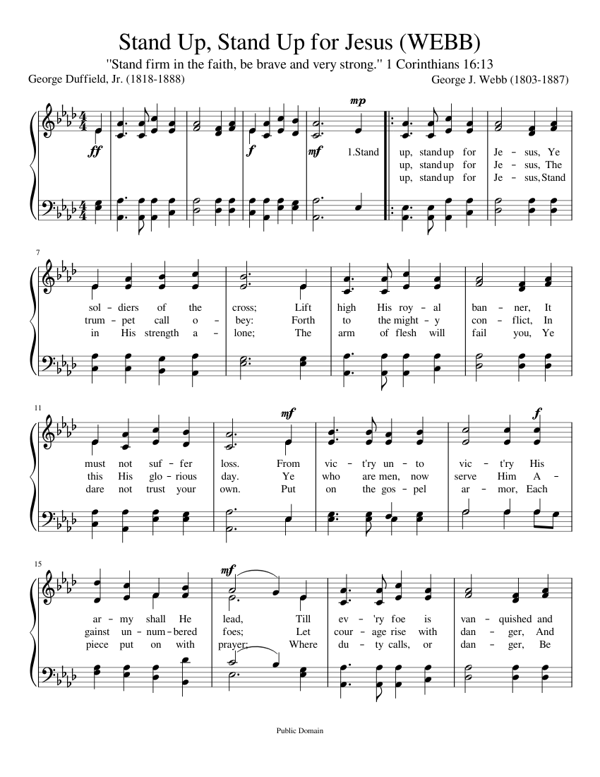 Stand Up, Stand Up for Jesus (WEBB) Sheet music for Piano (Solo) Easy ...