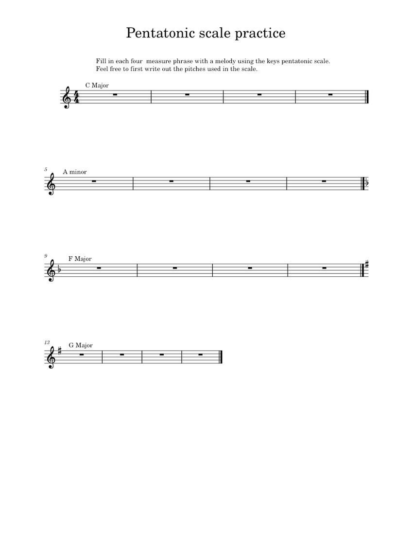 Pentatonic scale practice Sheet music for Piano (Solo) | Musescore.com