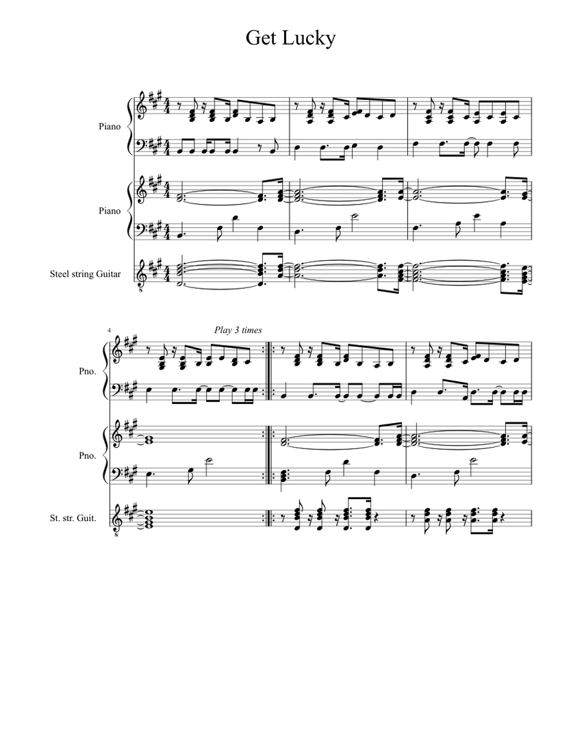 Get Lucky Sheet music for Piano (Piano Duo) | Musescore.com