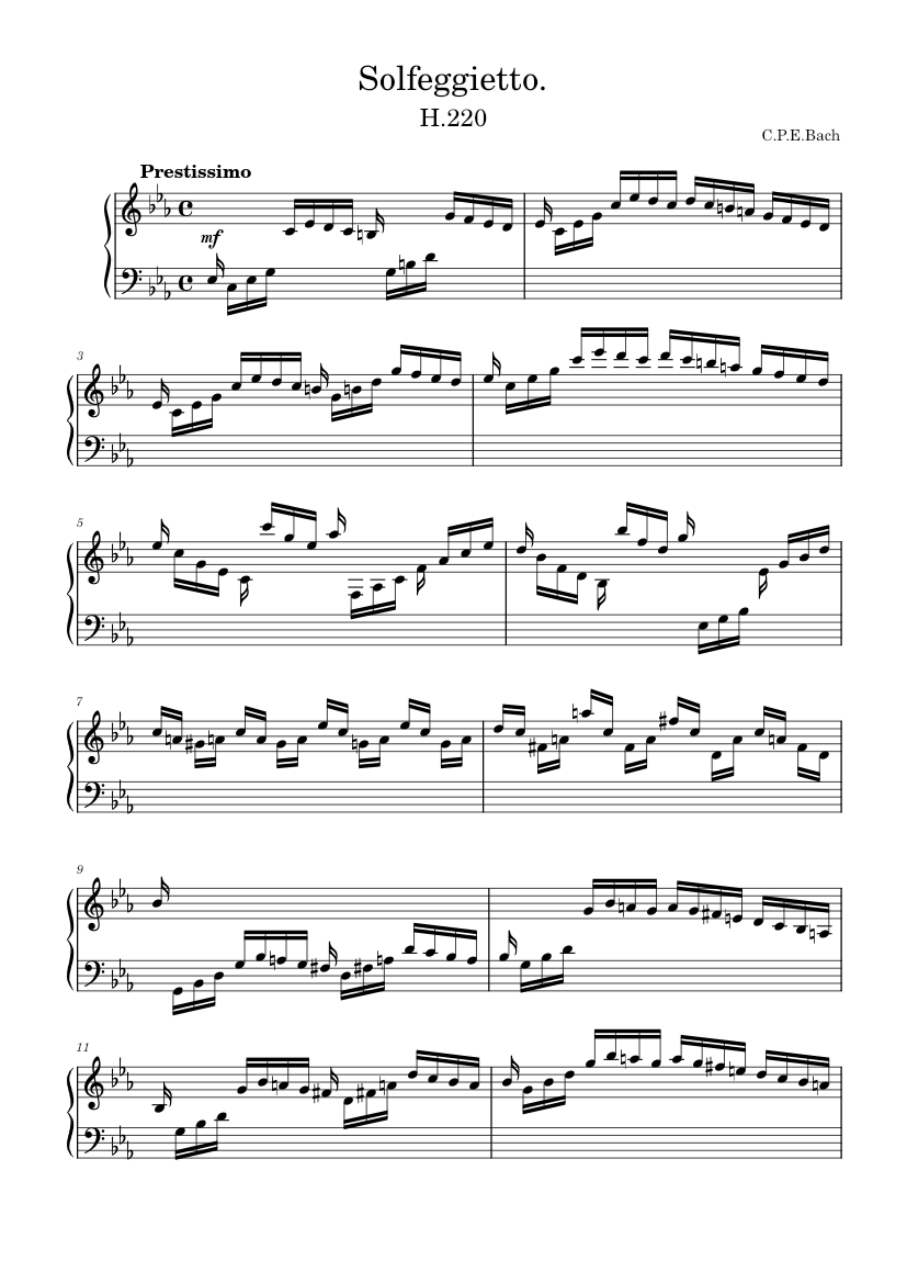Solfeggietto in c-moll,H.220 – C.P.E.Bach Sheet music for Piano (Solo ...
