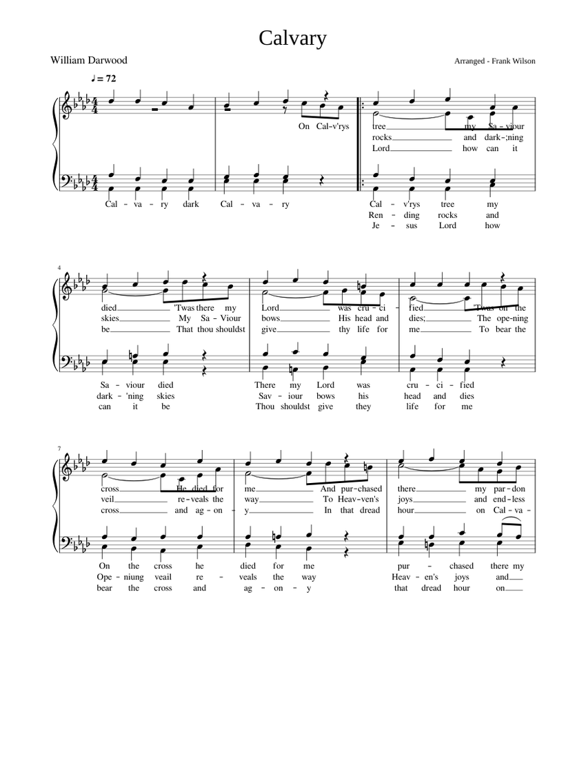 Calvary Sheet music for Piano (A Capella) Easy | Musescore.com