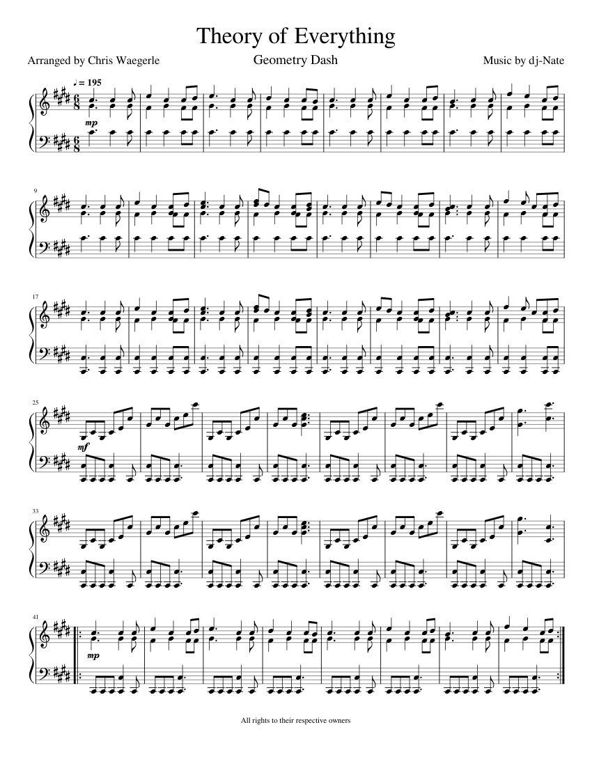 Theory Of Everything (Full version) Sheet music for Piano (Solo ...