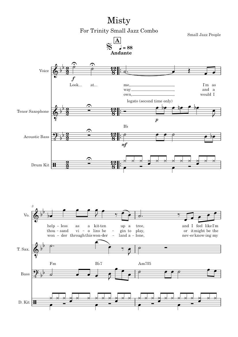 Misty – For Small Jazz Combo Sheet Music with Chords for Saxophone ...