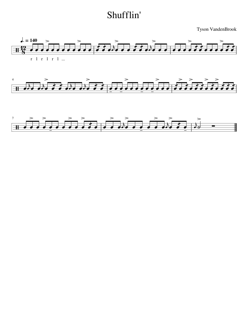 Shufflin' Sheet music for Snare drum (Solo) | Musescore.com