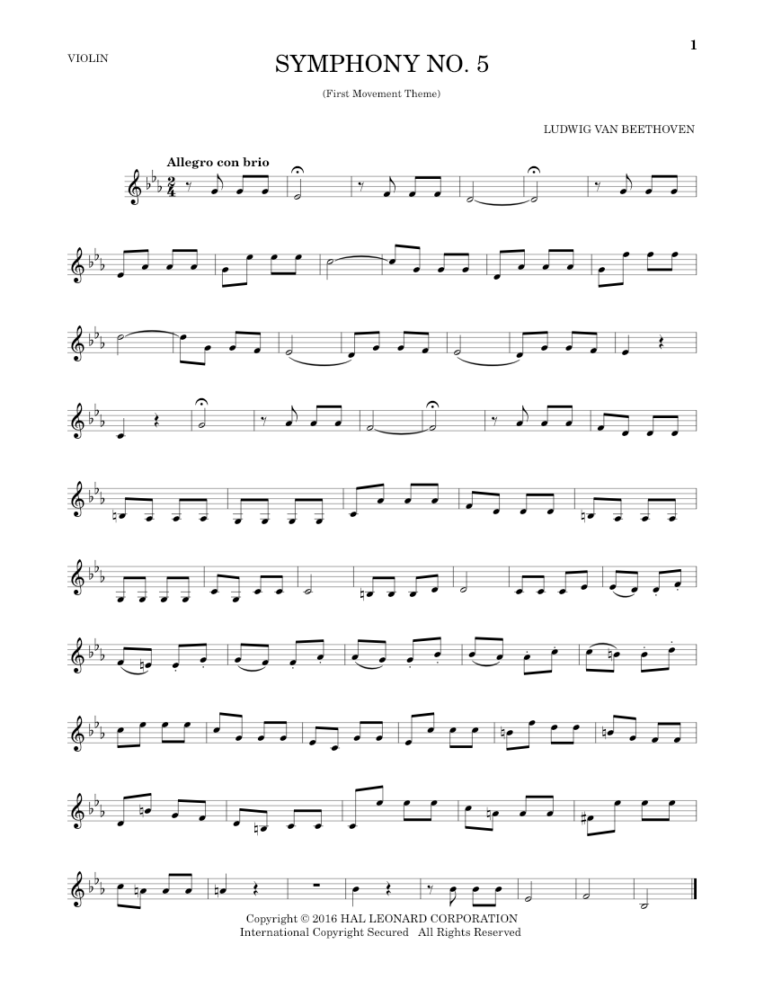 Play Official version of Symphony No. 5 in C Minor, First Movement Excerpt sheet music by Ludwig ...