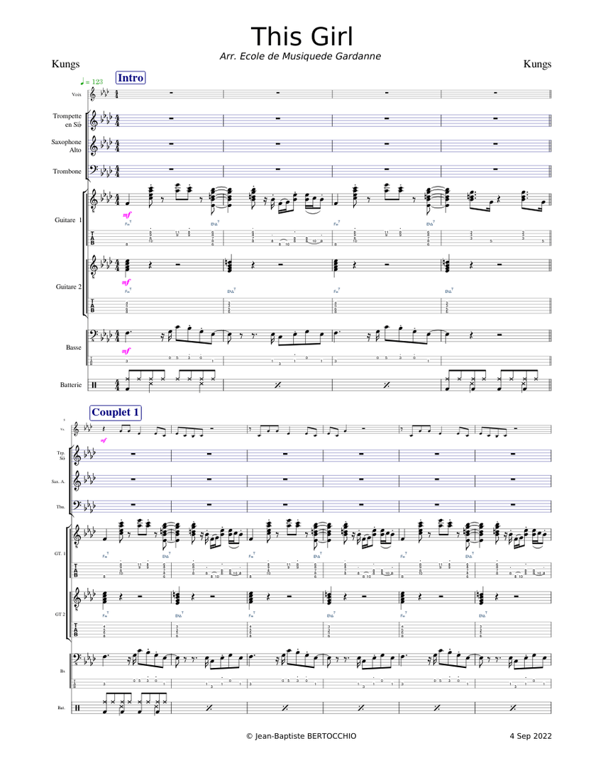 This Girl – Kungs vs. Cookin' on 3 Burners Sheet music for Trombone ...