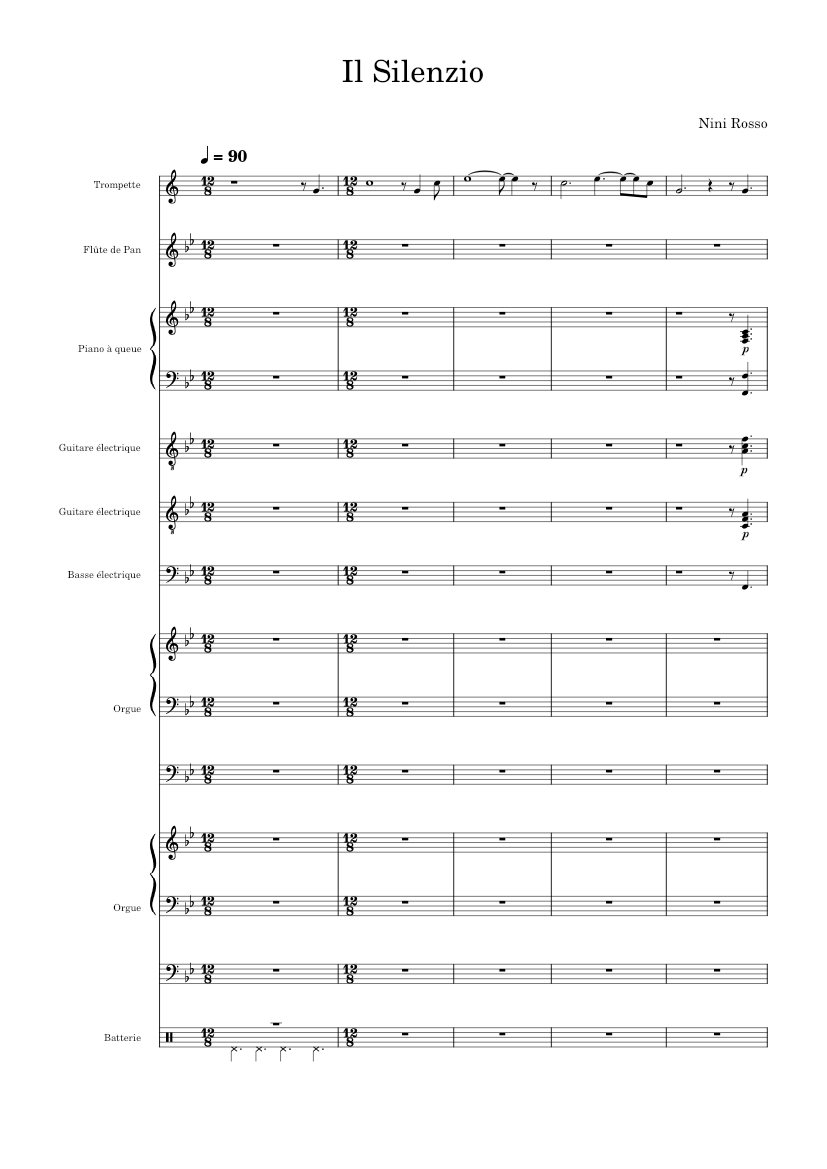 Il silenzio Sheet music for Piano, Organ, Guitar, Bass guitar & more ...