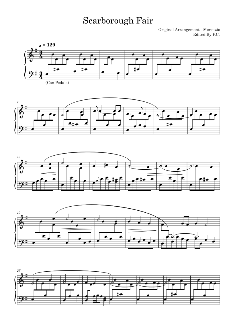 Scarborough Fair Sheet Music for Piano (Solo) Easy | MuseScore.com