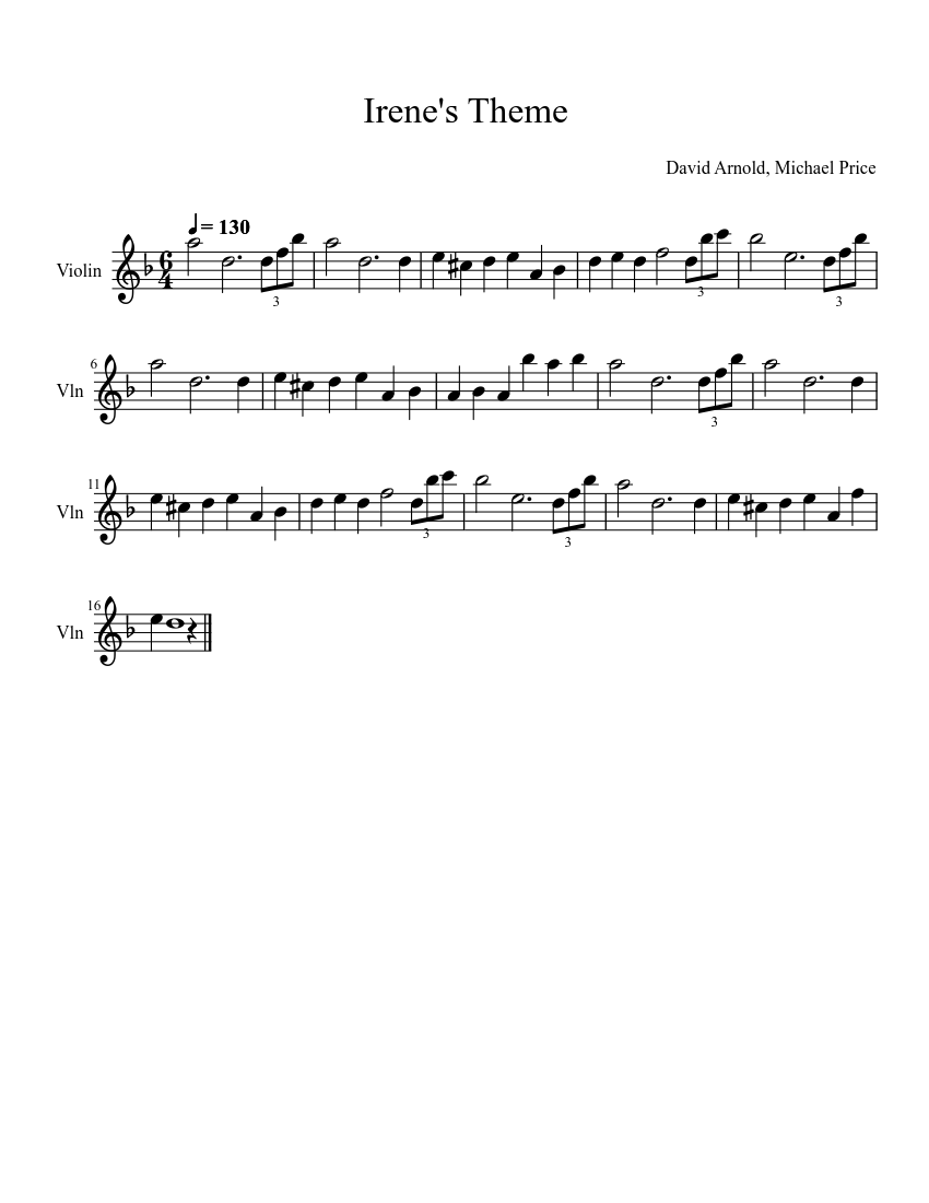 Irene's Theme Sheet music for Violin (Solo) | Musescore.com
