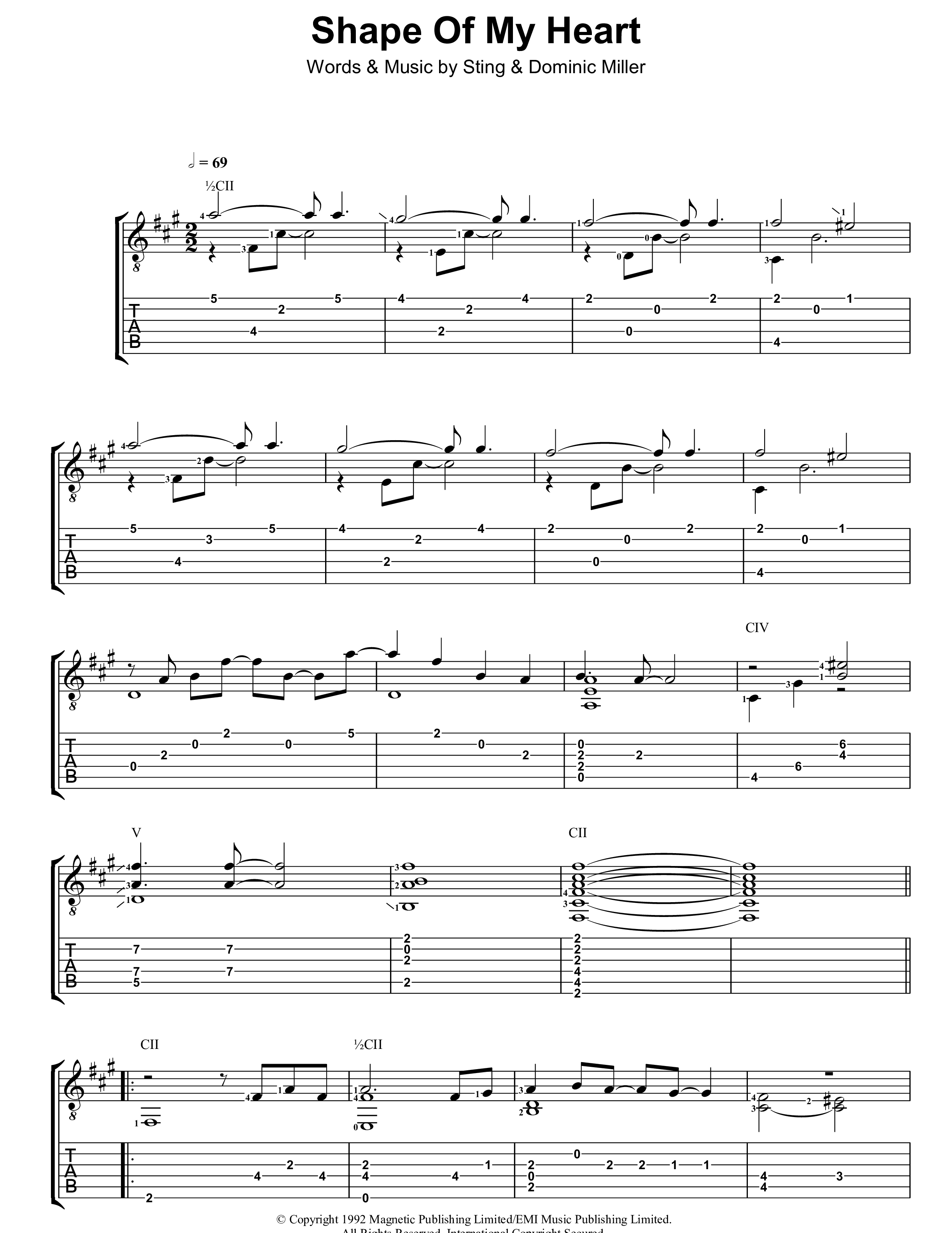 Play Official version of Shape of My Heart Sheet Music by Sting for ...