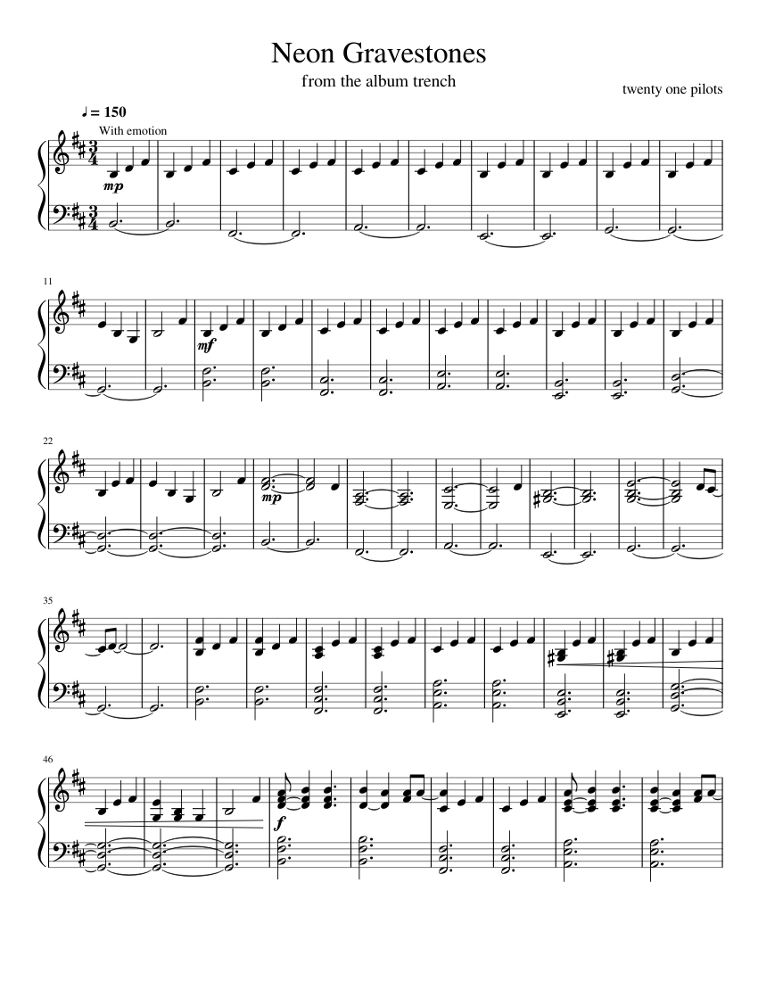 Neon Gravestones Sheet Music for Piano (Solo) | MuseScore.com