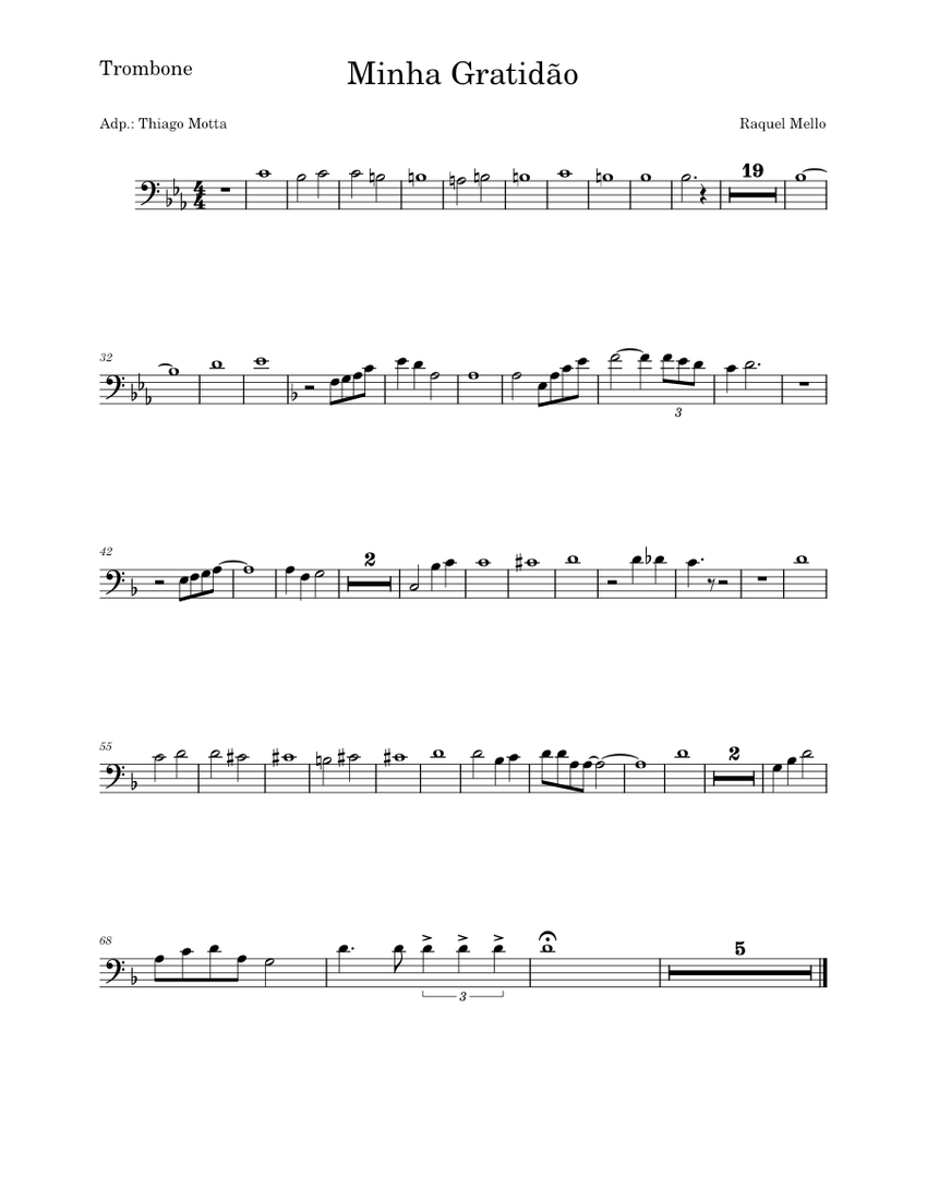 Minha Gratidão - Trombone Sheet music for Trombone (Solo) | Musescore.com