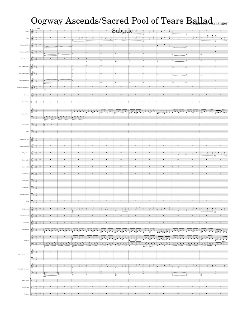 Sacred Pool of Tears Ballad no drumline Sheet Music for Piano, Trombone ...