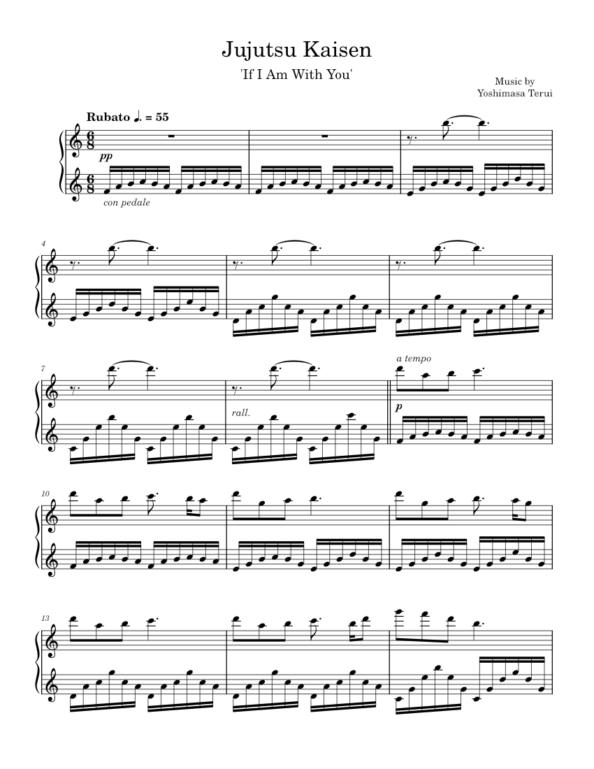 If I Am With You – Jujutsu Kaisen - Yoshimasa Terui Sheet Music for ...