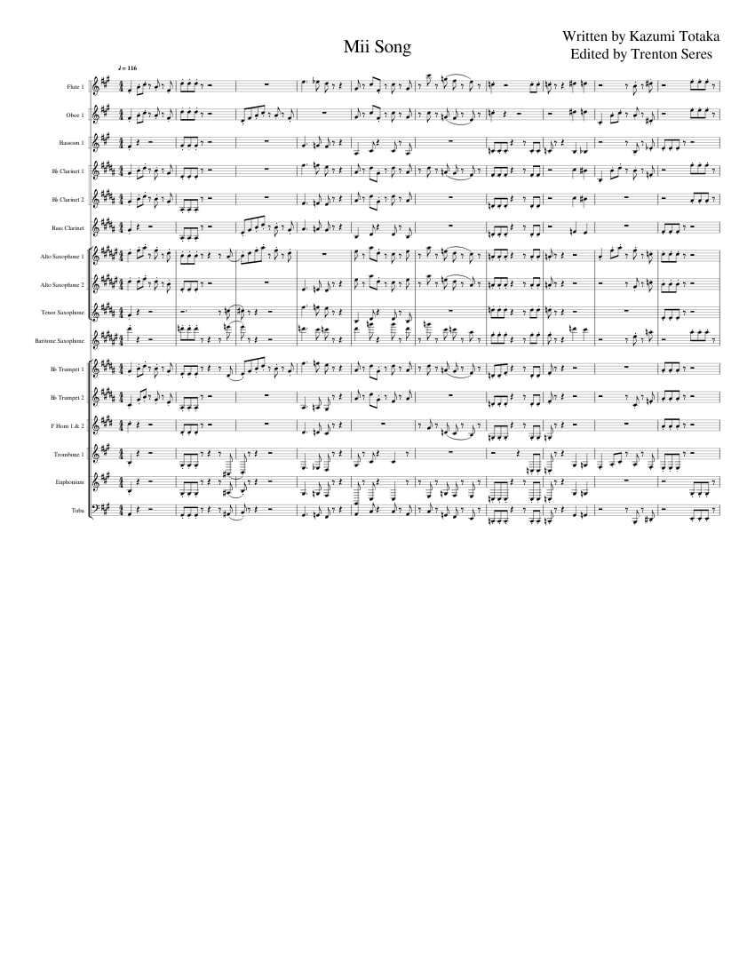 Mii Song Sheet music for Trombone, Euphonium, Tuba, Flute & more ...