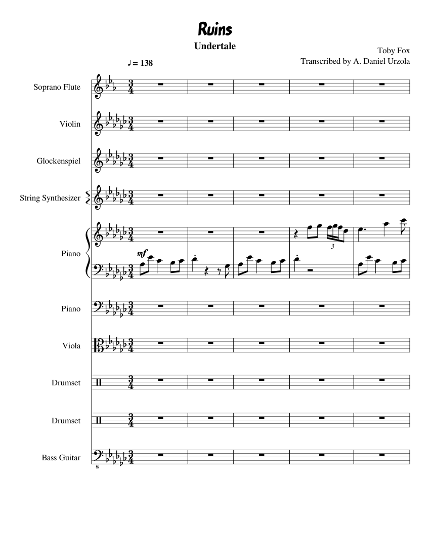 Undertale - Ruins [Band] - piano tutorial